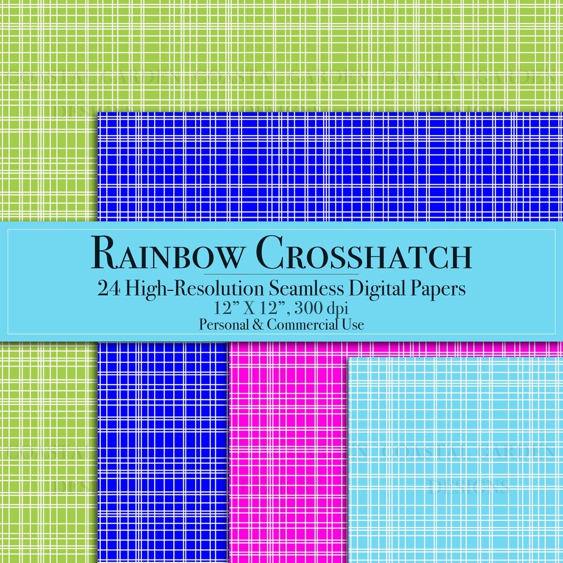 Rainbow Crosshatch Digital Paper Bundle, Seamless Pattern, Scrapbook ...