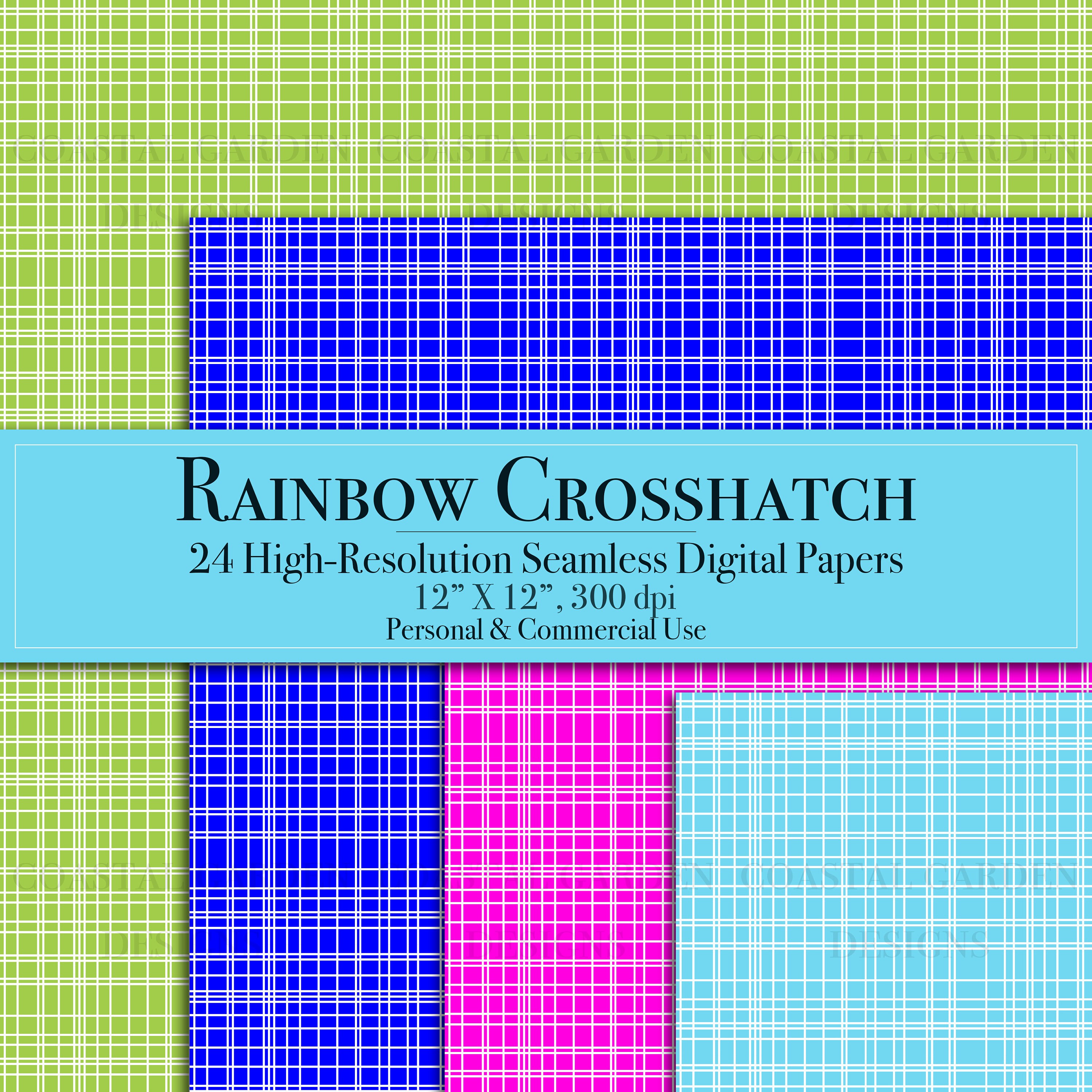 Rainbow Crosshatch Digital Paper Bundle, Seamless Pattern, Scrapbook ...