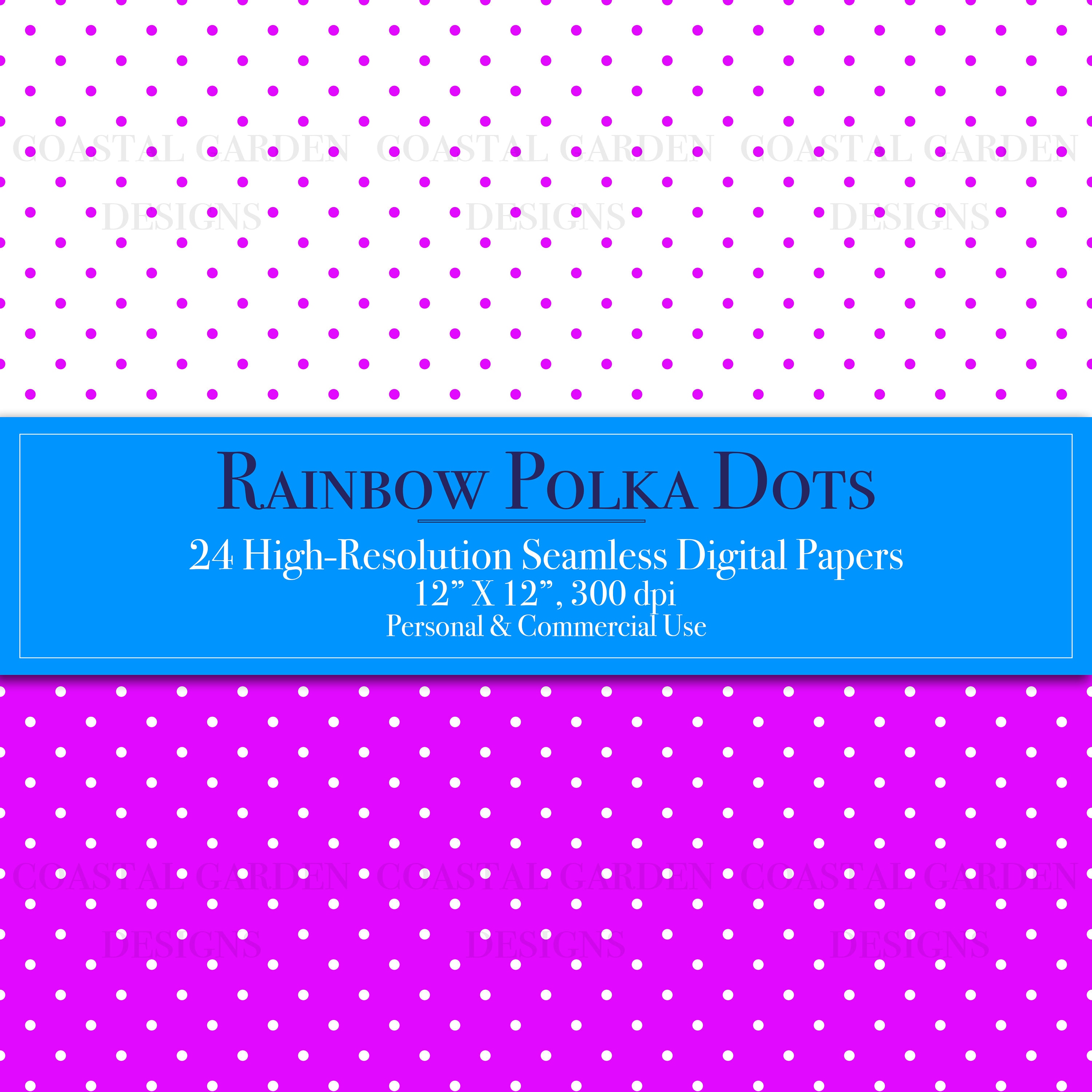 Rainbow Polka Dots Digital Paper Set, Seamless Pattern, Scrapbook Paper ...