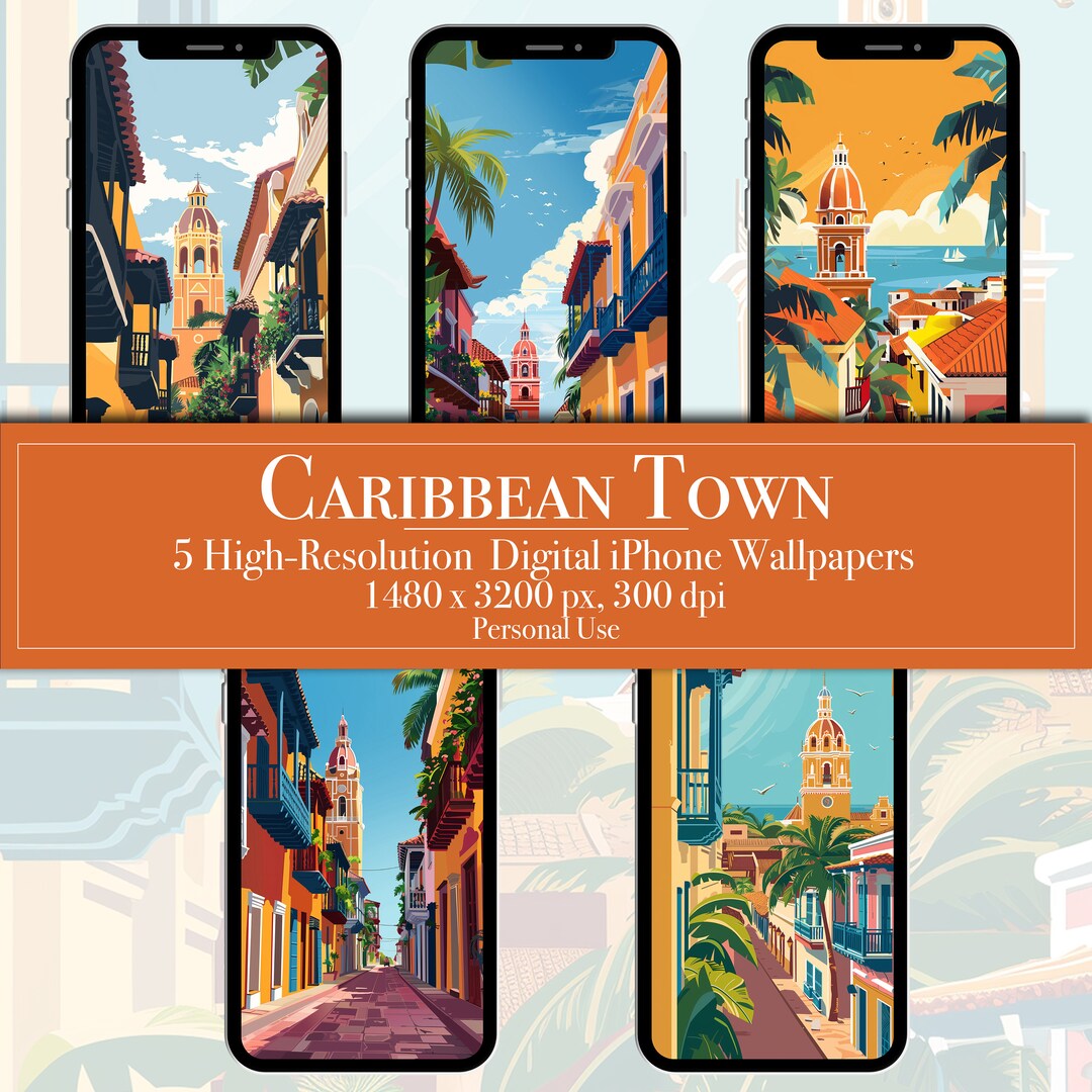 Caribbean Town iPhone Android Wallpapers | Island Homescreen Theme | Cartagena Havana San Juan ...