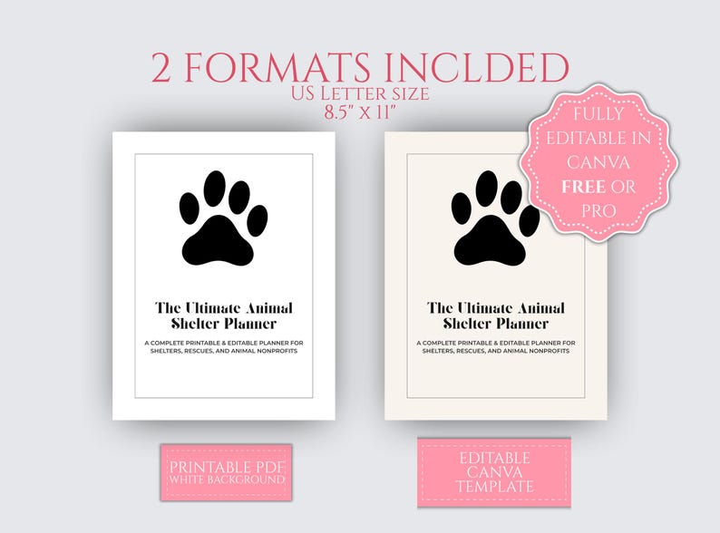 The Ultimate Animal Shelter Planner, Editable Canva Pet Rescue Template ...
