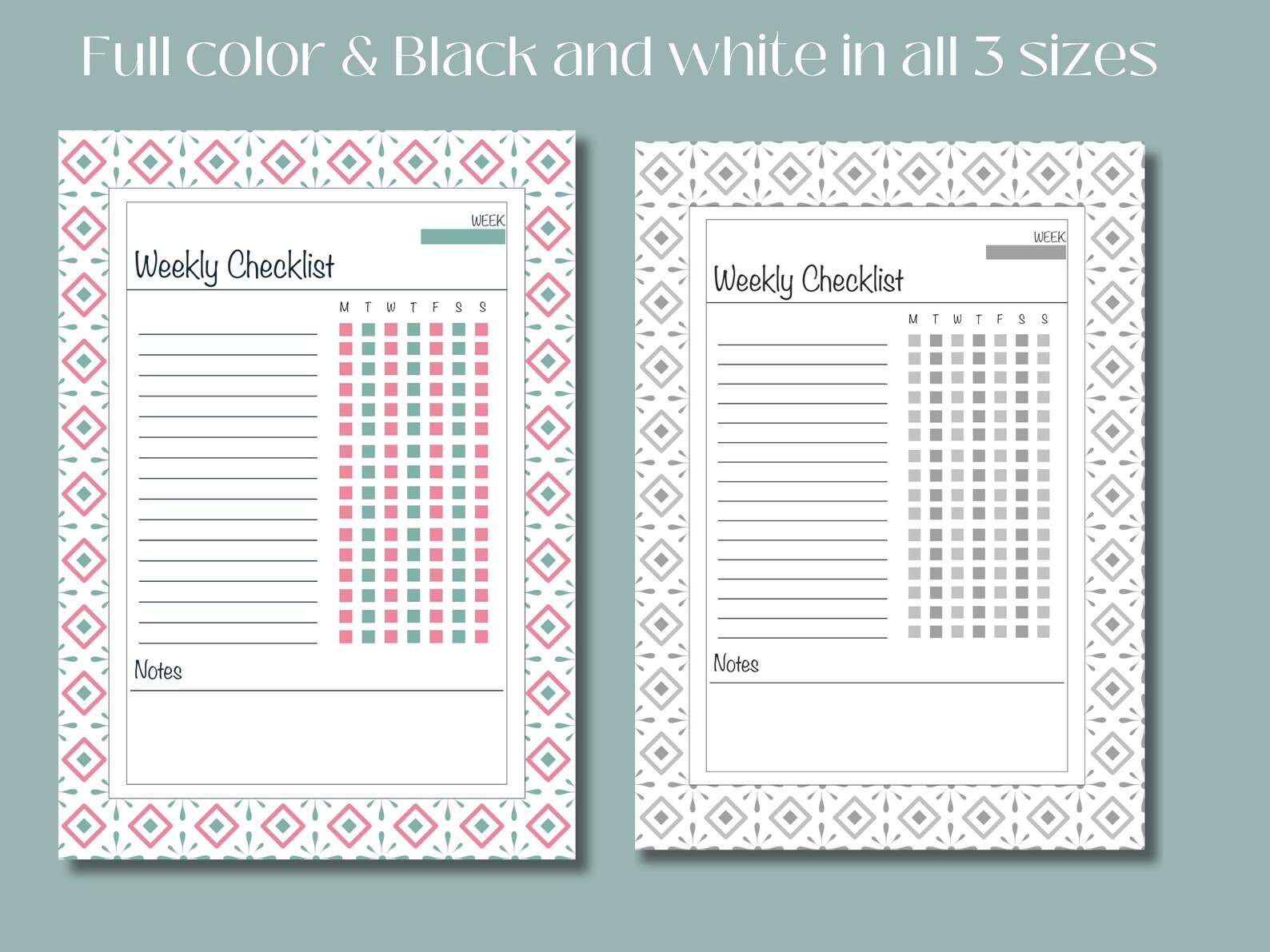 Printable Weekly Checklist Template, Boho Retro Theme, Blank List, List ...