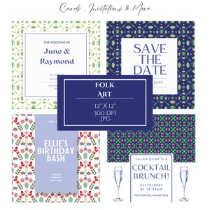 Folk Art Digital Paper, Seamless Digital Scrapbook Paper, Planner ...