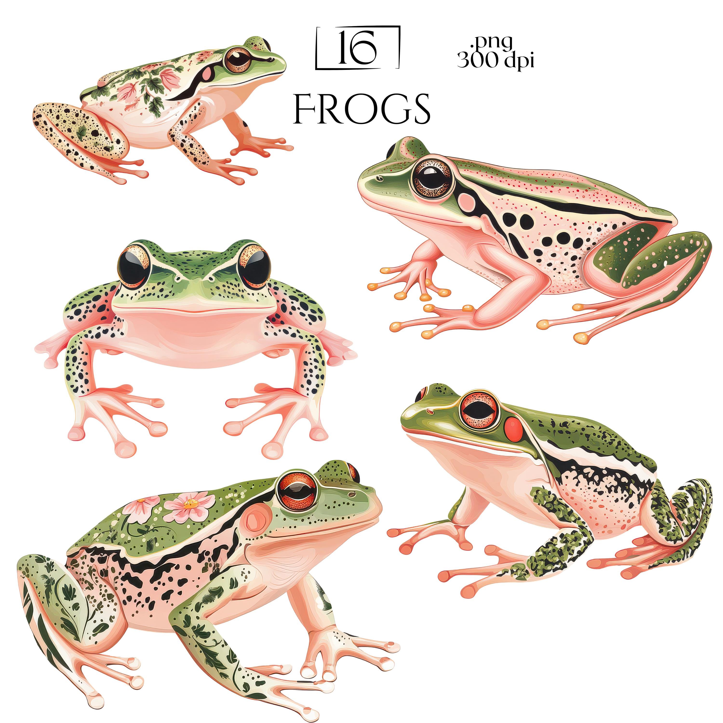 Pink Frogs Clipart, Reptile Clip Art Elements, Cute Frog Stickers, Frog ...