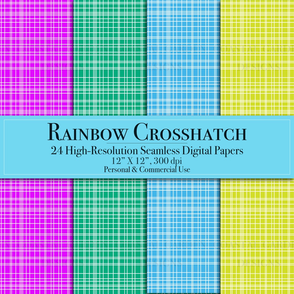 Rainbow Crosshatch Digital Paper Bundle, Seamless Pattern, Scrapbook ...