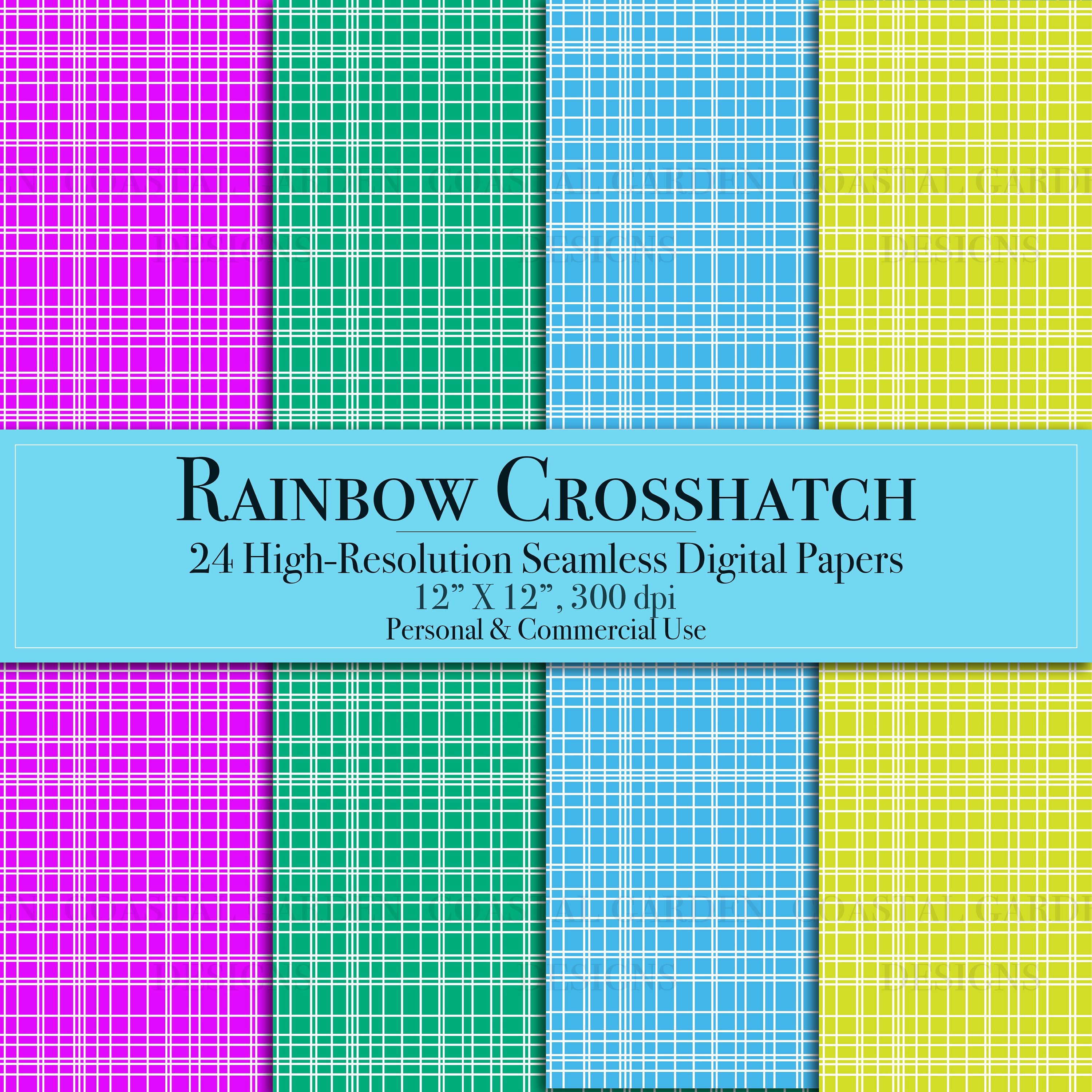 Rainbow Crosshatch Digital Paper Bundle, Seamless Pattern, Scrapbook ...