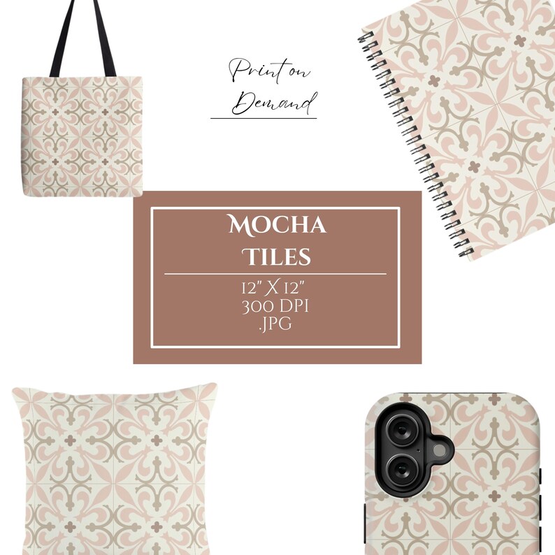 Mocha Brown Tiles Digital Paper Bundle, Seamless Patterns, Scrapbook ...