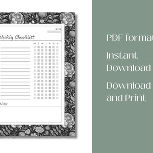 Printable Weekly Checklist Template, Peony Theme, Blank List, Flower ...