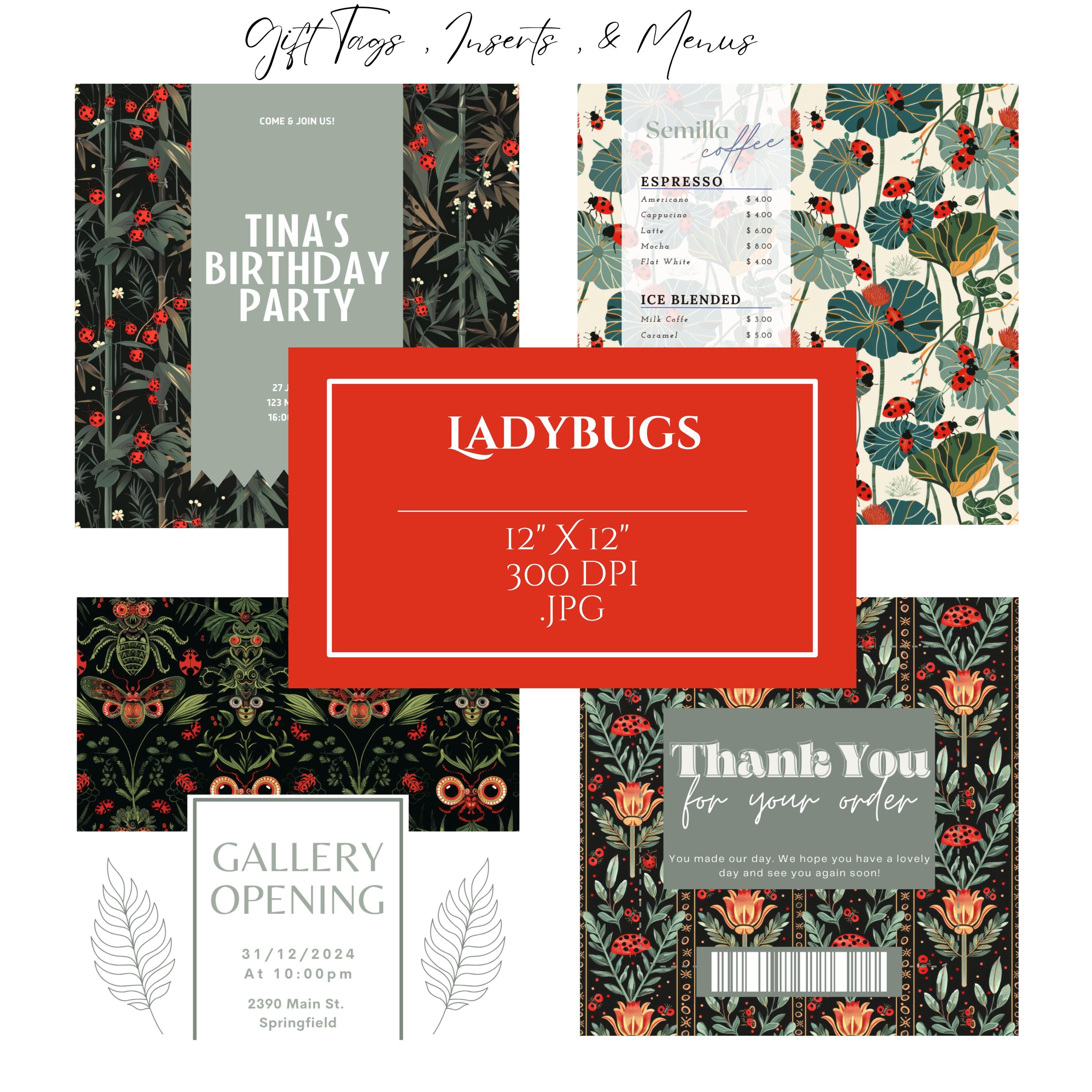 Ladybug Digital Papers, Floral Seamless Digital Scrapbook Patterns ...