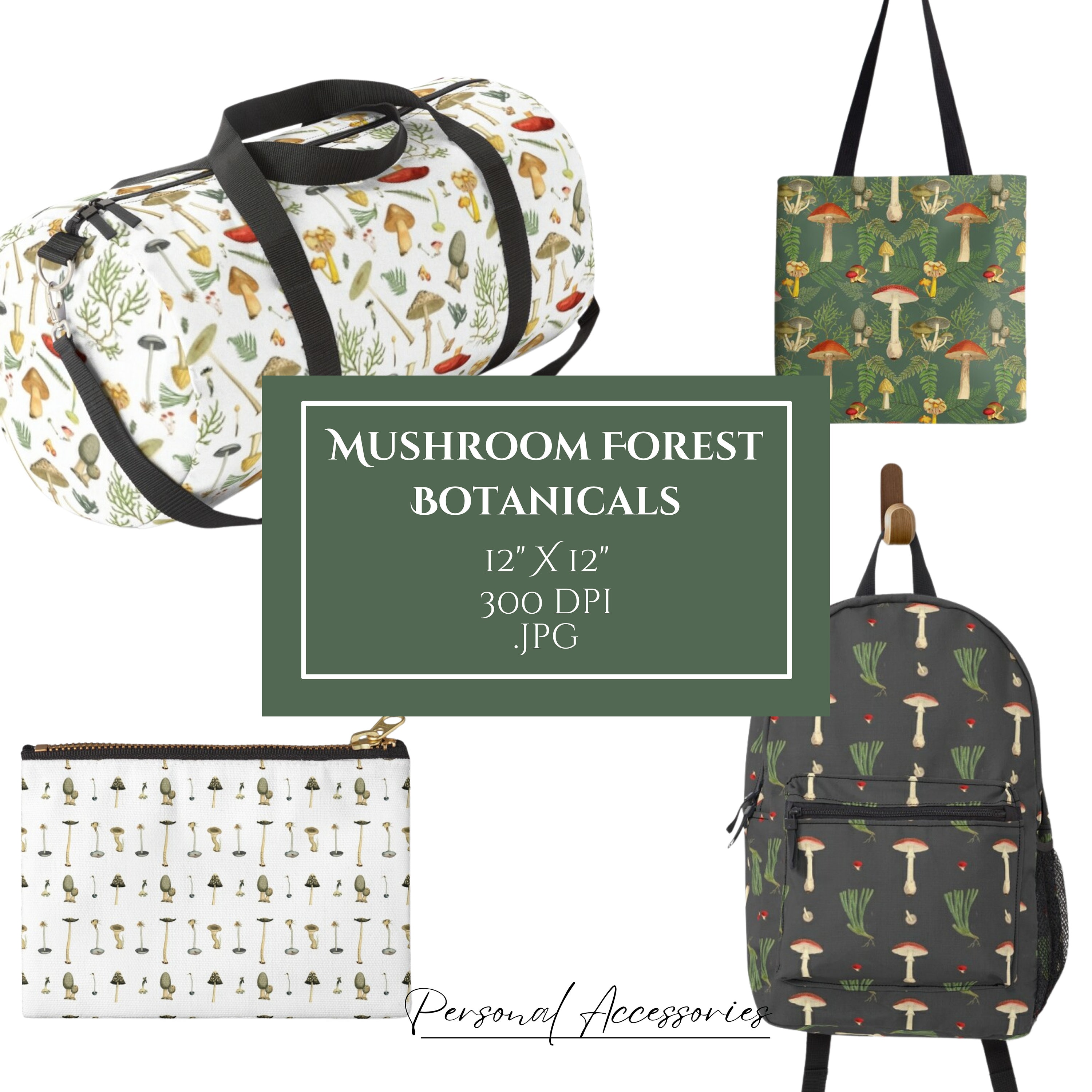 Mushroom Forest Digital Paper, Seamless Pattern Bundle, Scrapbook Paper ...