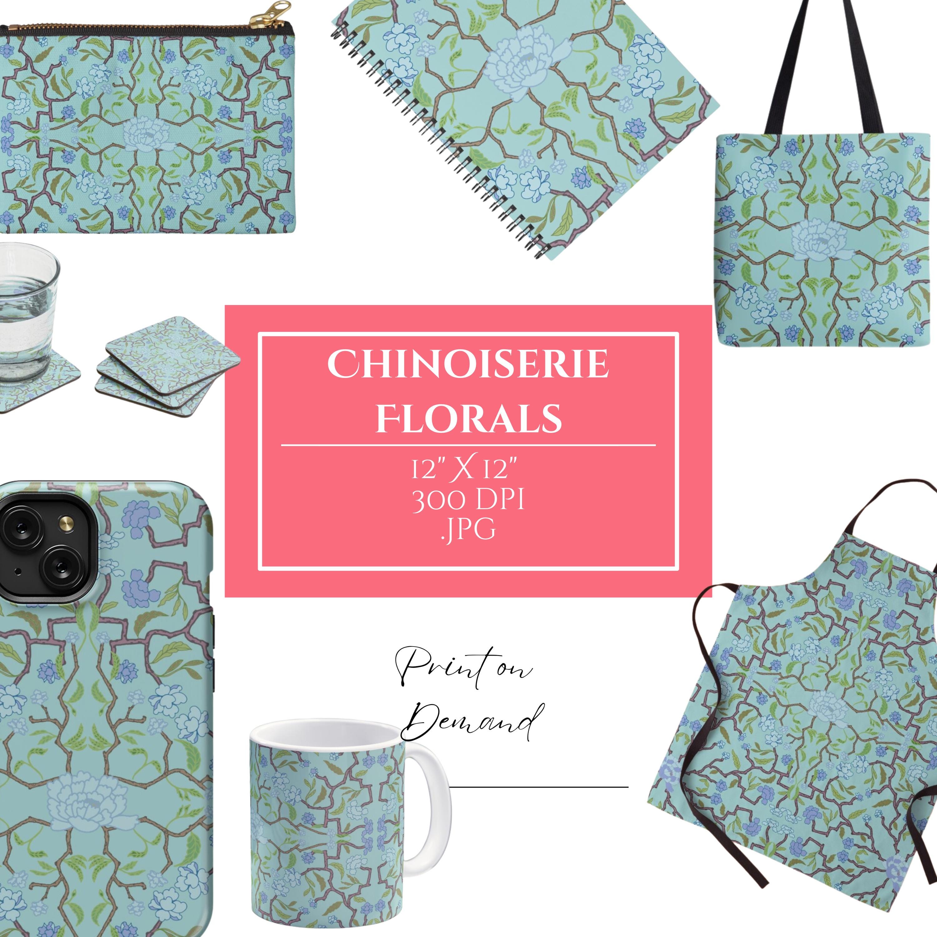 Chinoiserie Digital Paper Bundle, Floral Seamless Patterns, Peony ...