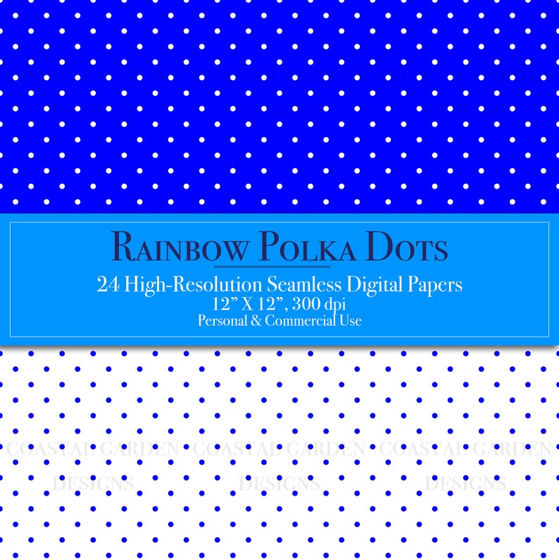 Rainbow Polka Dots Digital Paper Set, Seamless Pattern, Scrapbook Paper ...