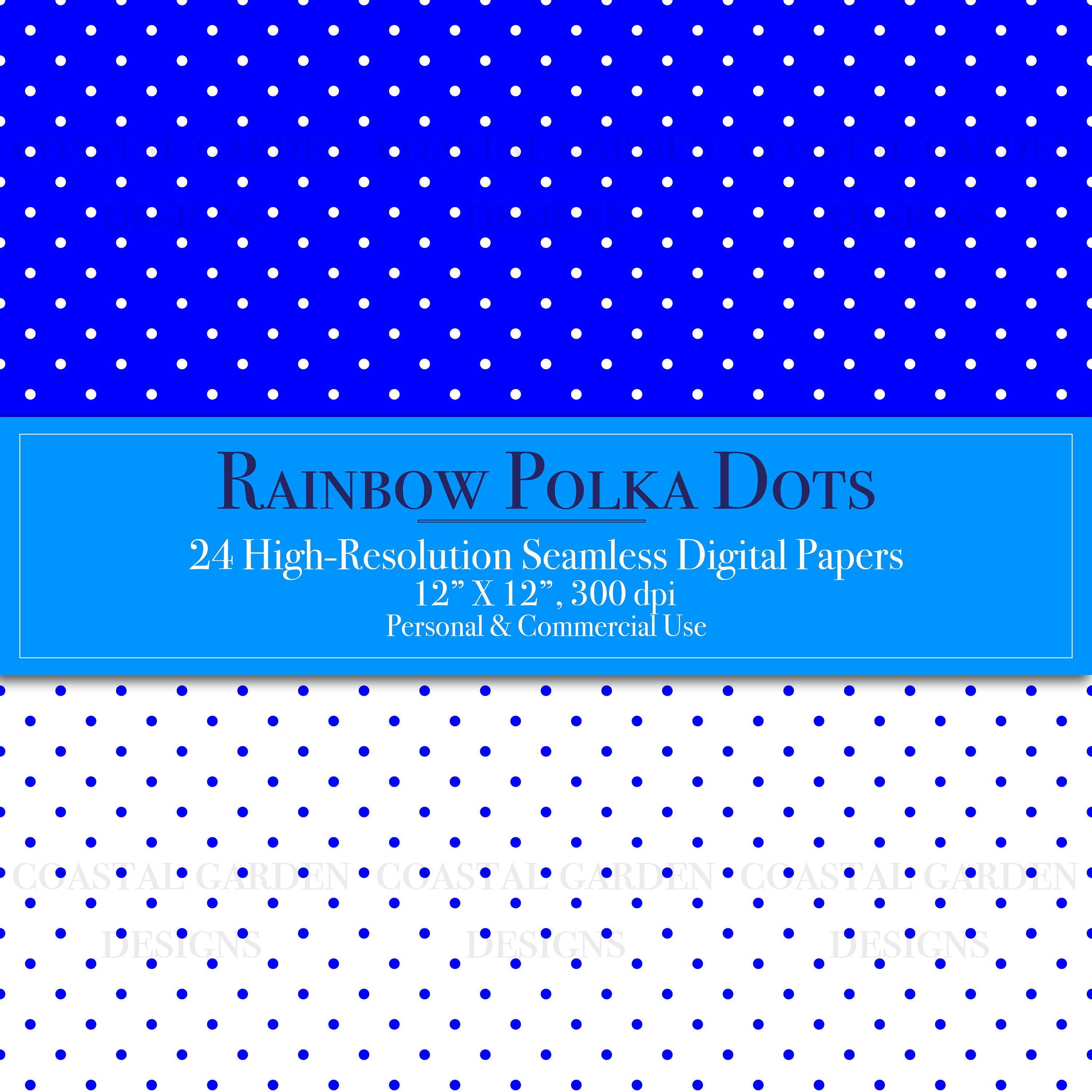 Rainbow Polka Dots Digital Paper Set, Seamless Pattern, Scrapbook Paper ...