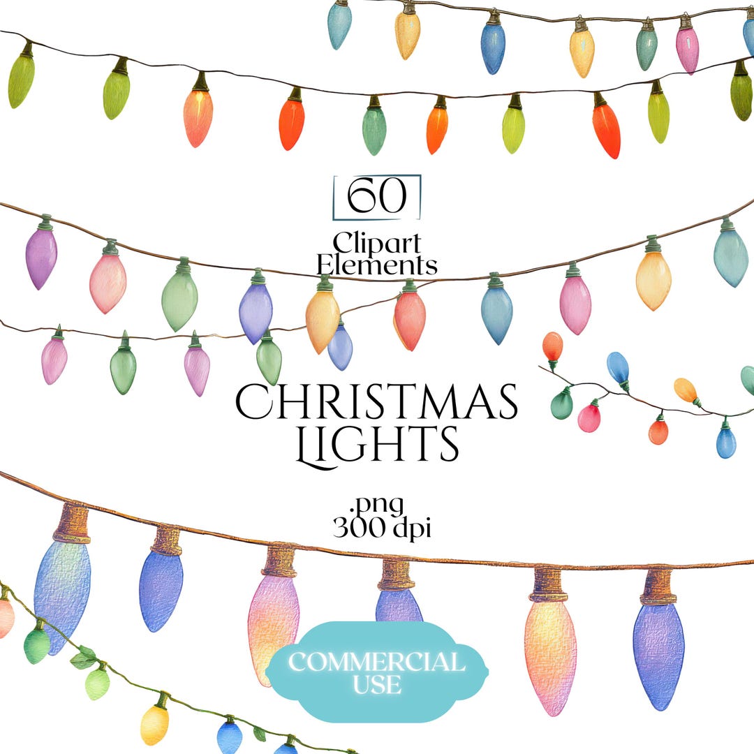 Christmas Lights Clipart, Festive Holiday String Light Pngs, Colorful ...