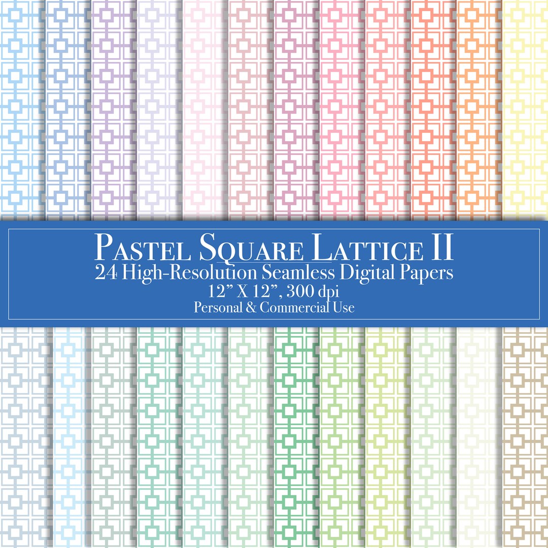 Pastel Square Lattice Digital Paper Set, Seamless Pattern Scrapbook ...