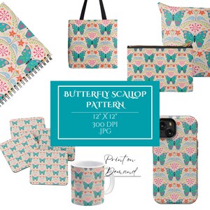 Butterfly Scallop Digital Paper Bundle, Seamless Patterns Scrapbook ...