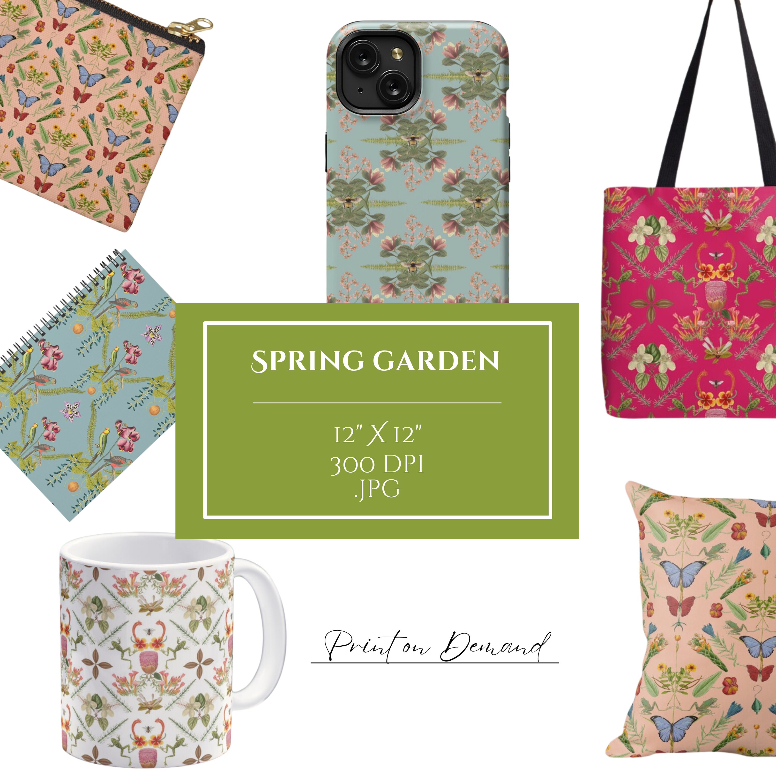 Spring Garden Digital Paper, Seamless Pattern Scrapbook Paper, Planner ...