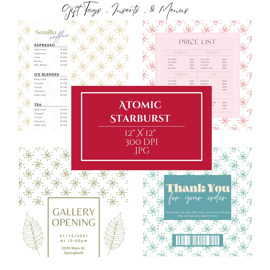 Atomic Starburst Digital Paper Megabundle Seamless Pattern Scrapbook ...
