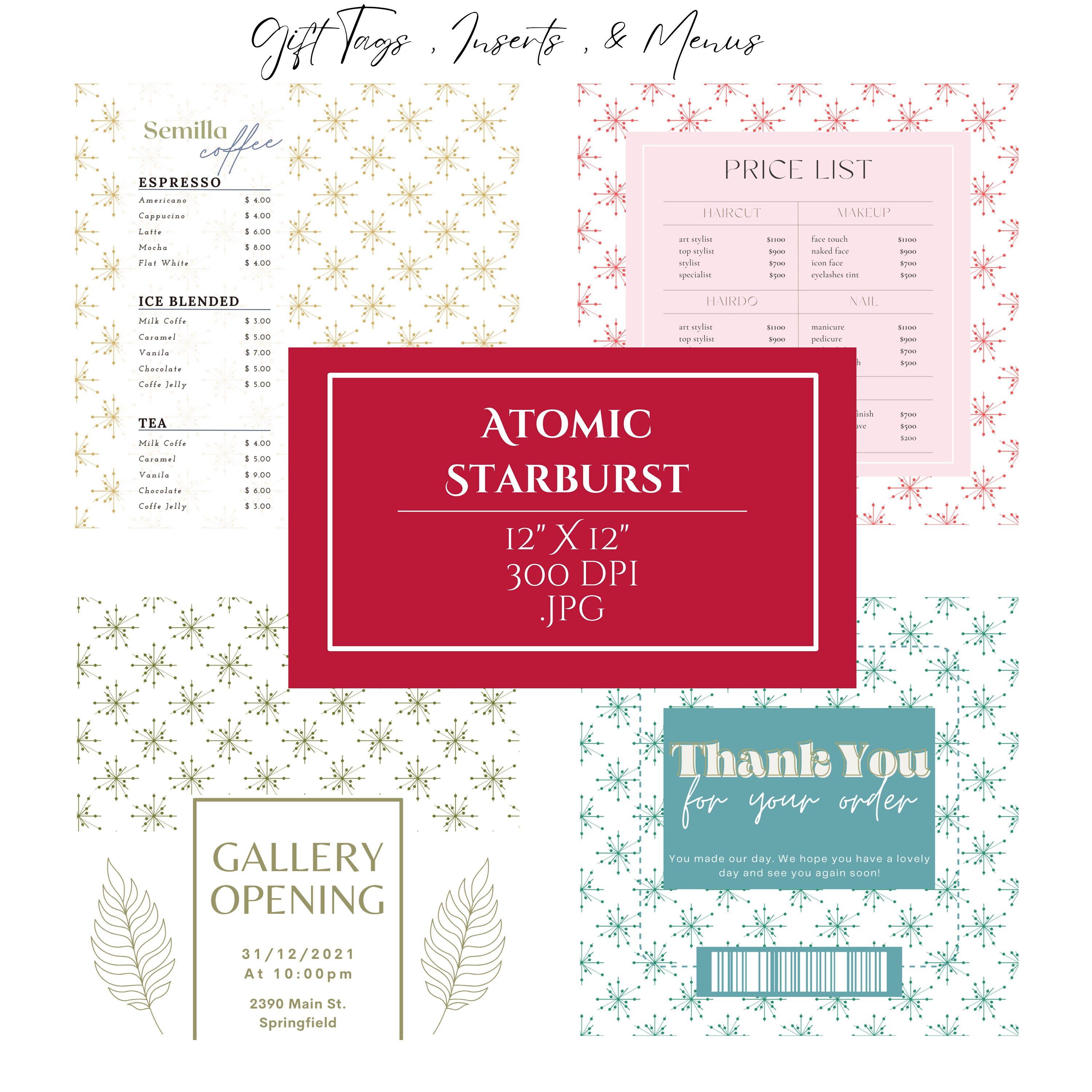 Atomic Starburst Digital Paper Megabundle Seamless Pattern Scrapbook ...