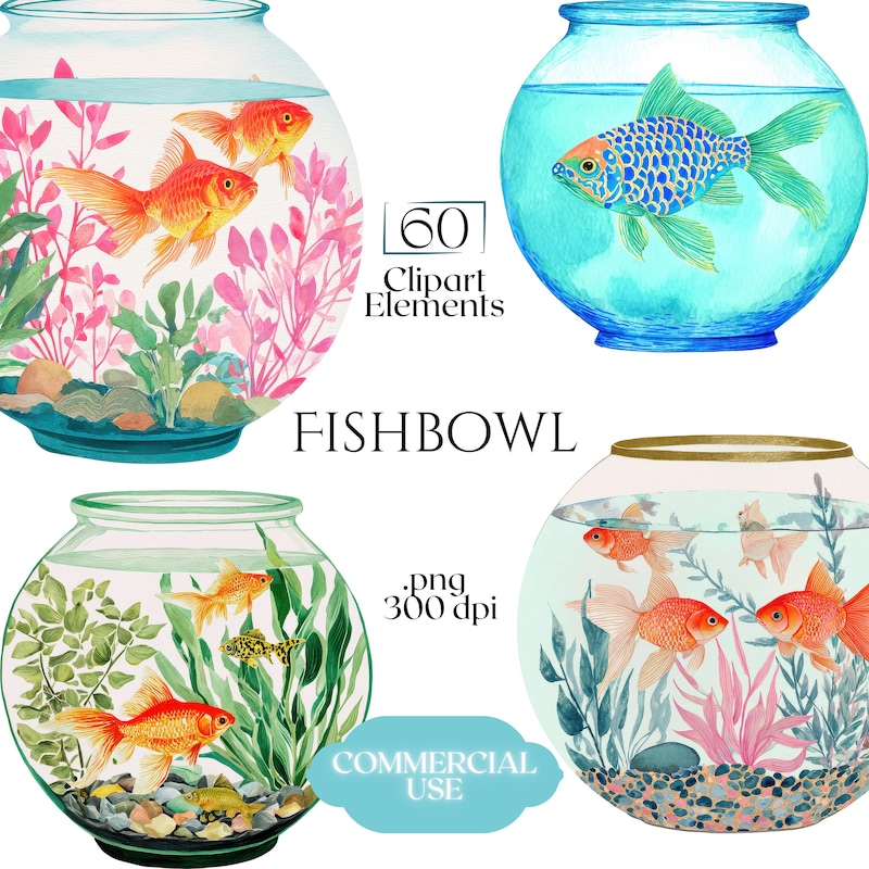 Fish Bowl Clipart - Etsy