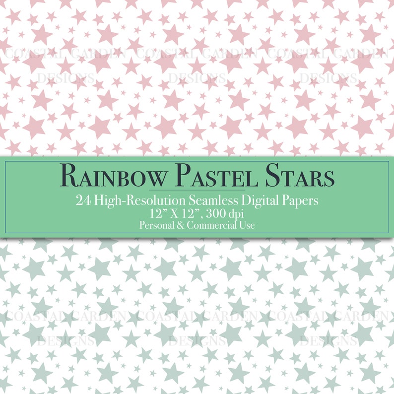 Pastel Star Pattern Digital Paper Bundle, Seamless, Commercial Use ...