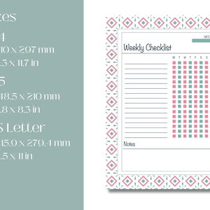 Printable Weekly Checklist Template, Boho Retro Theme, Blank List, List ...