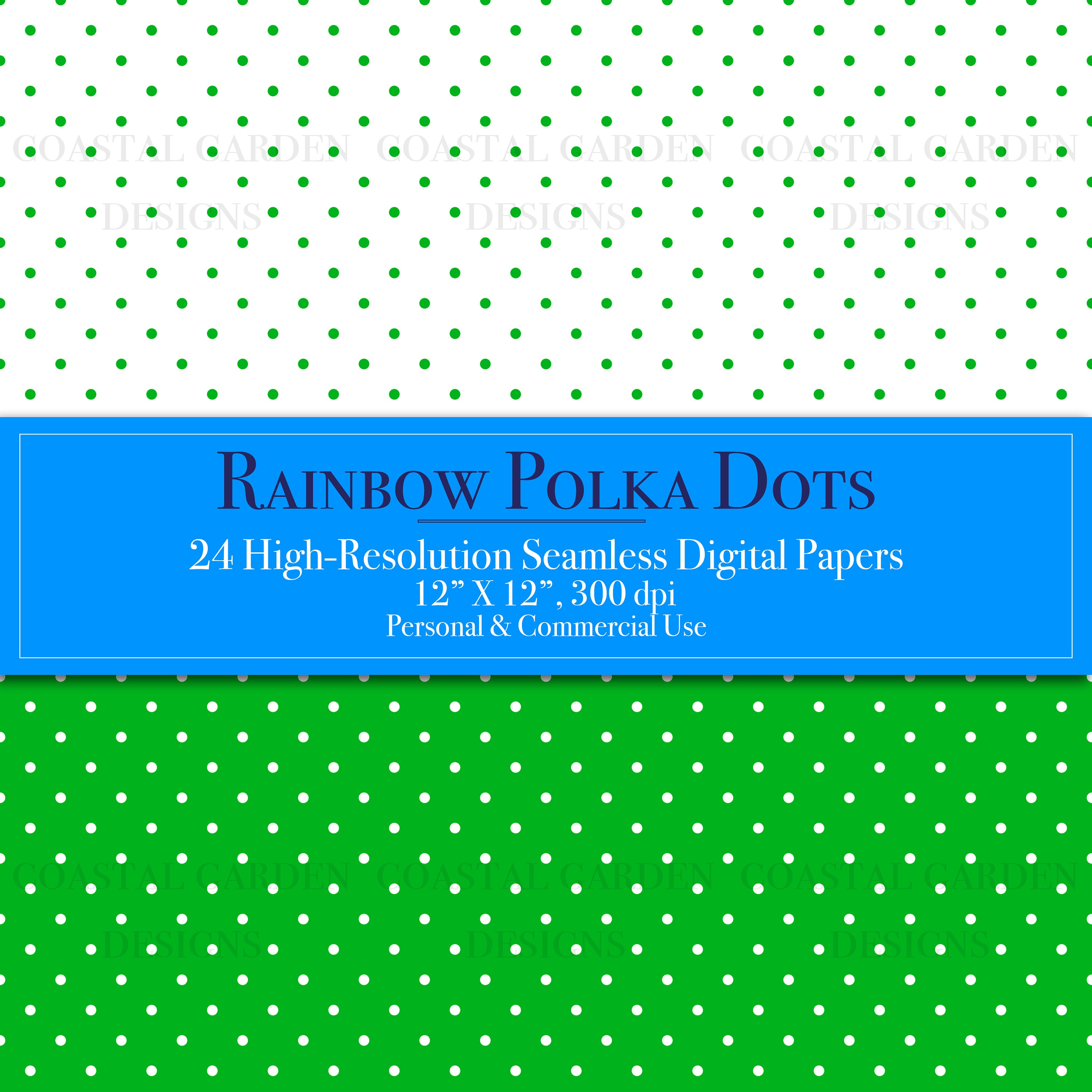 Rainbow Polka Dots Digital Paper Set, Seamless Pattern, Scrapbook Paper ...