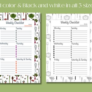 Cooking Printable Weekly Checklist Template, Chef Theme, Foodie Blank ...