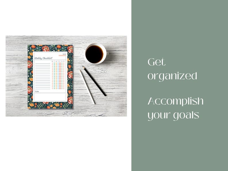 Printable Weekly Checklist Template, Peony Theme, Blank List, Flower ...