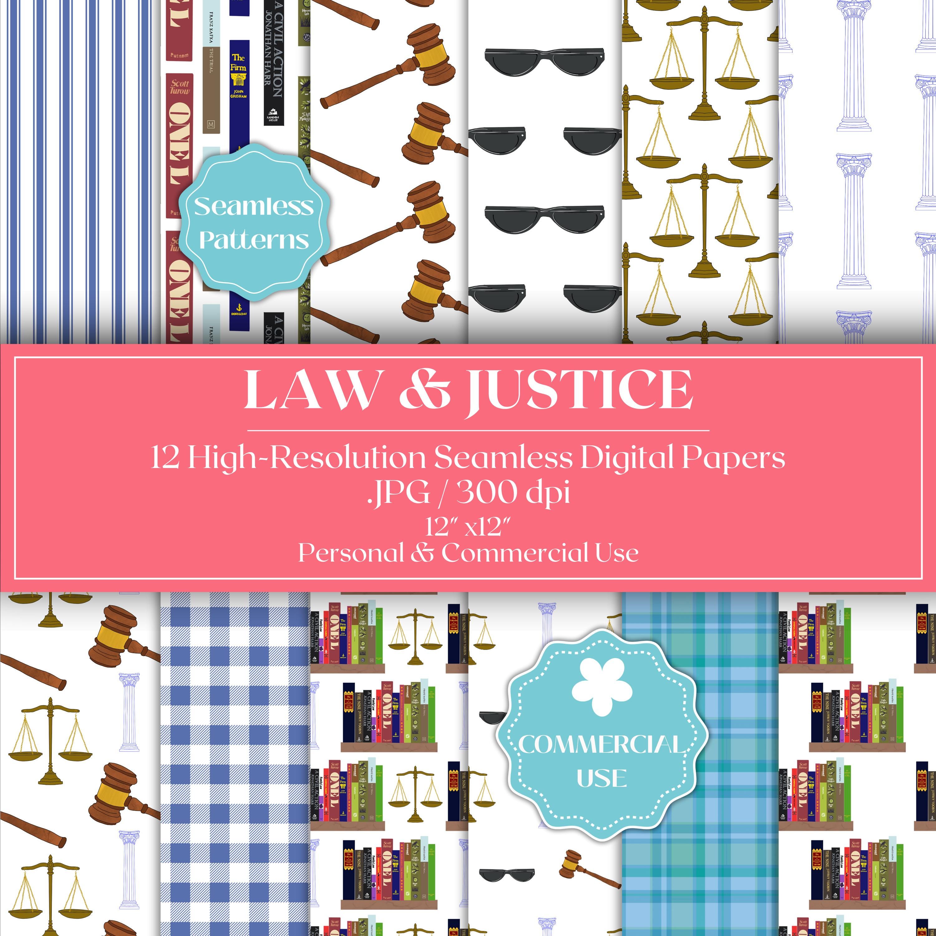 Law & Justice Digital Papers, Seamless Lawyer Pattern Scrapbook Paper ...