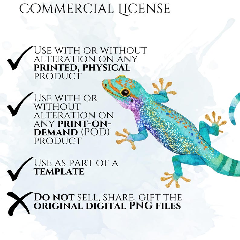 Gecko Clipart, Watercolor Gecko PNG Elements, Tropical Lizard ...