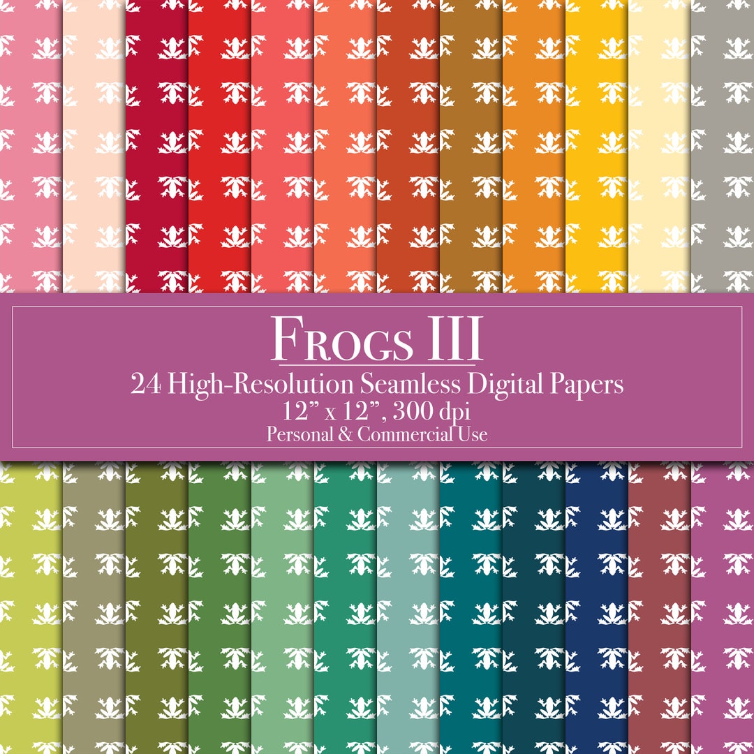 Frogs Digital Paper, Seamless Digital Scrapbook Paper, Planner ...