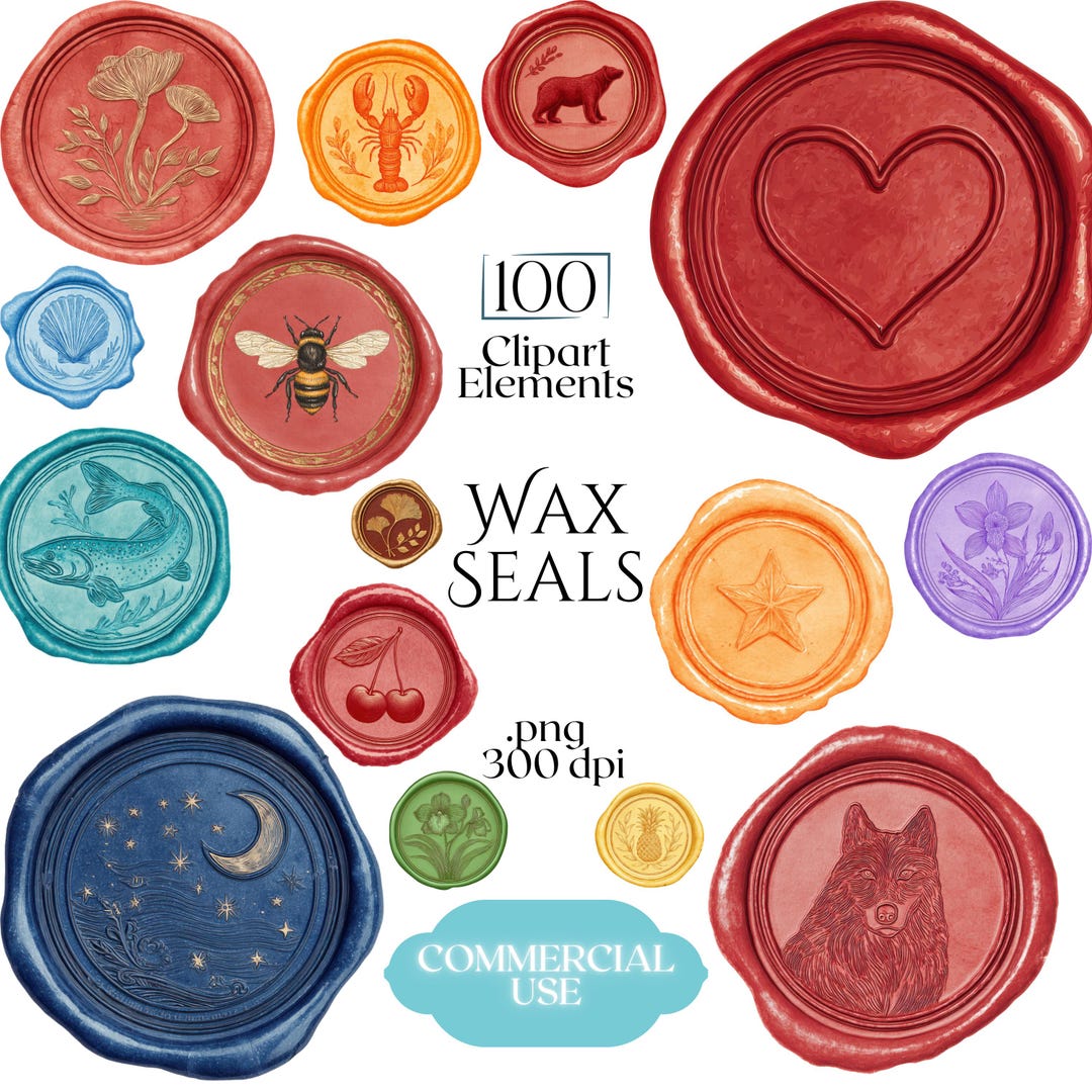 Wax Seals Clipart, Vintage Envelope Seal PNG Illustrations, Antique ...