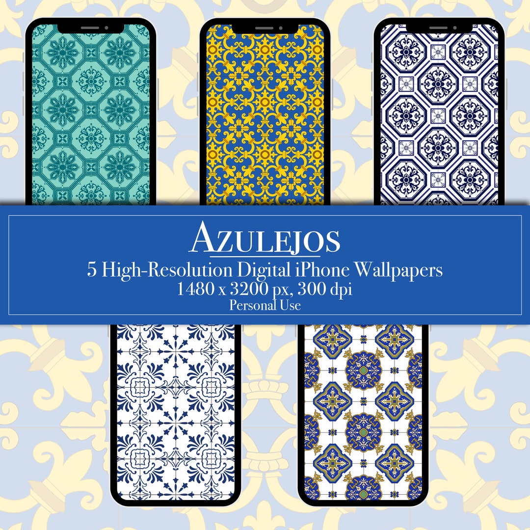 Portuguese Tile iPhone Android Wallpapers | Azulejos Lock Screen | Blue ...