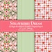 Strawberry Digital Paper Cute Strawberries Seamless Digital Scrapbook ...