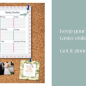 Boho Printable Weekly Checklist Template, Groovy Retro Theme, Blank ...