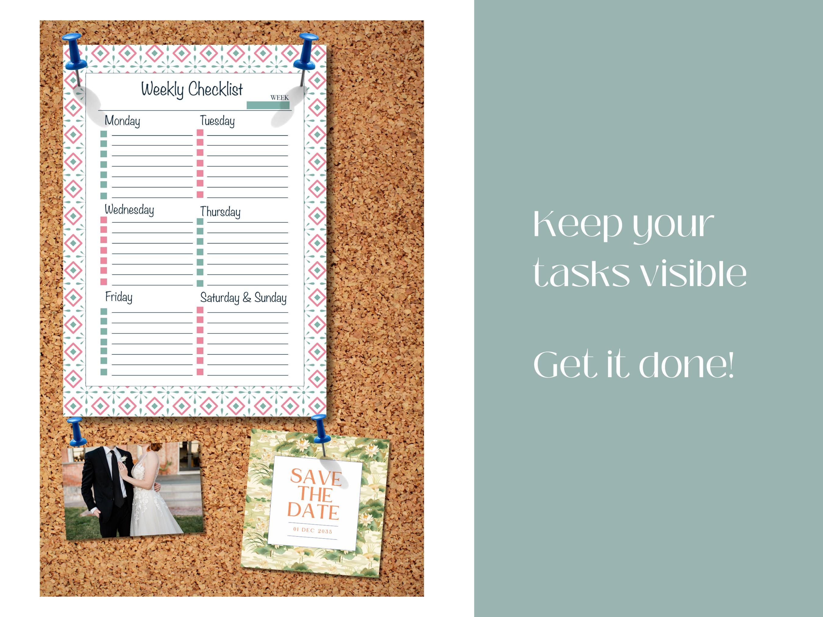 Boho Printable Weekly Checklist Template, Groovy Retro Theme, Blank ...