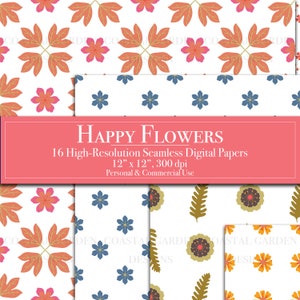 Spring Flowers Digital Papers, Seamless Pattern Scrapbook Paper ...