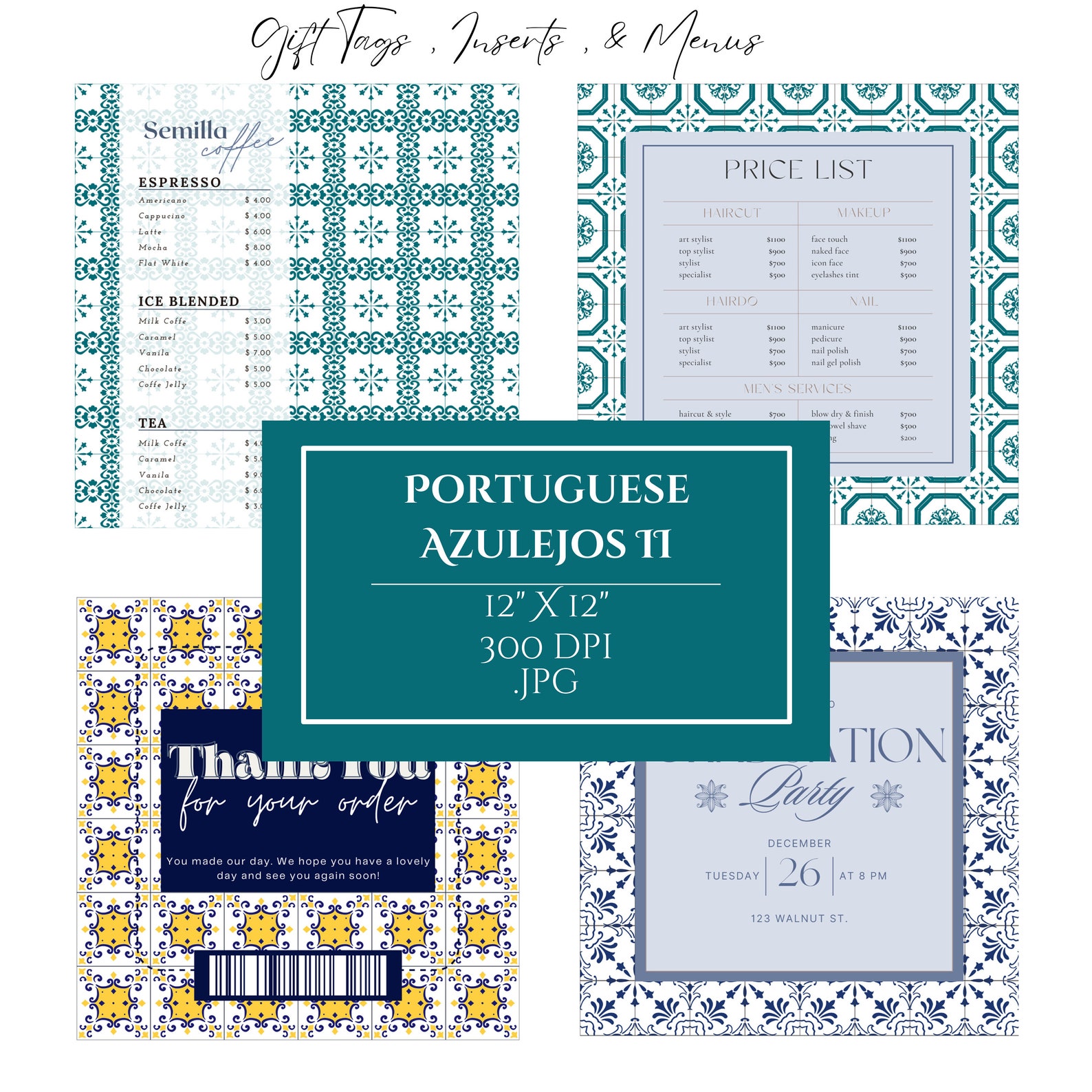Portuguese Tiles Digital Paper Megabundle Seamless Pattern Scrapbook ...