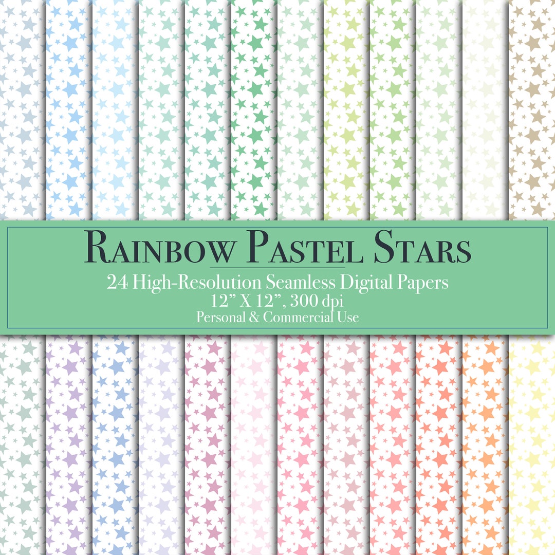 Pastel Star Pattern Digital Paper Bundle, Seamless, Commercial Use ...