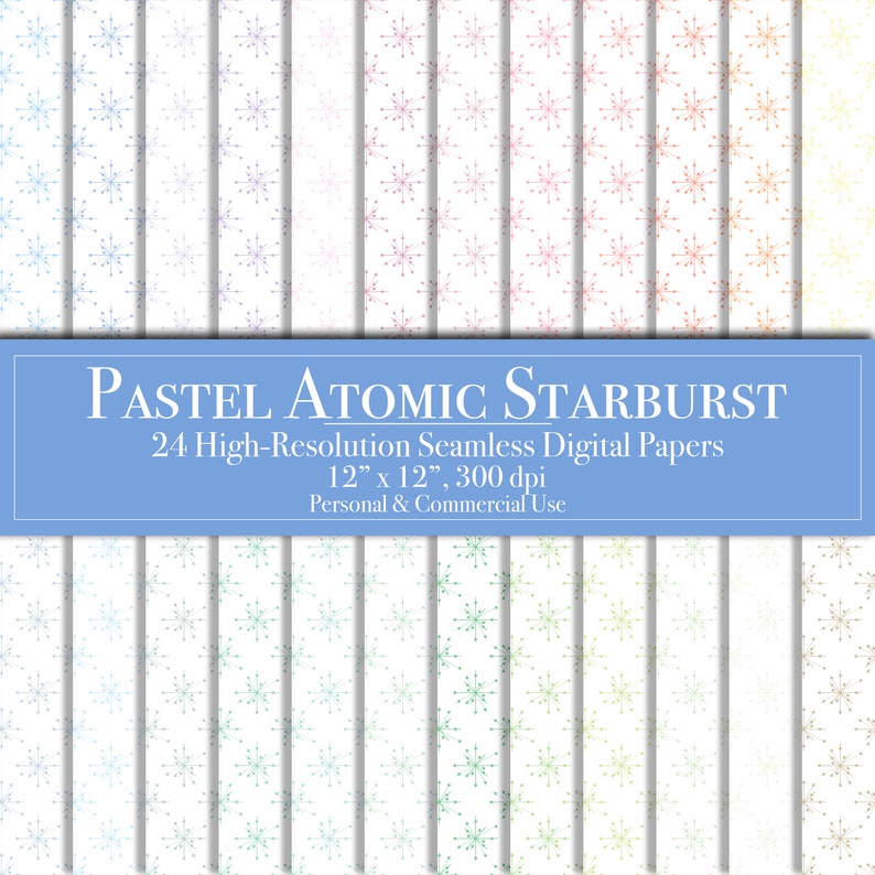 Atomic Starburst Digital Paper Megabundle Seamless Pattern Scrapbook ...