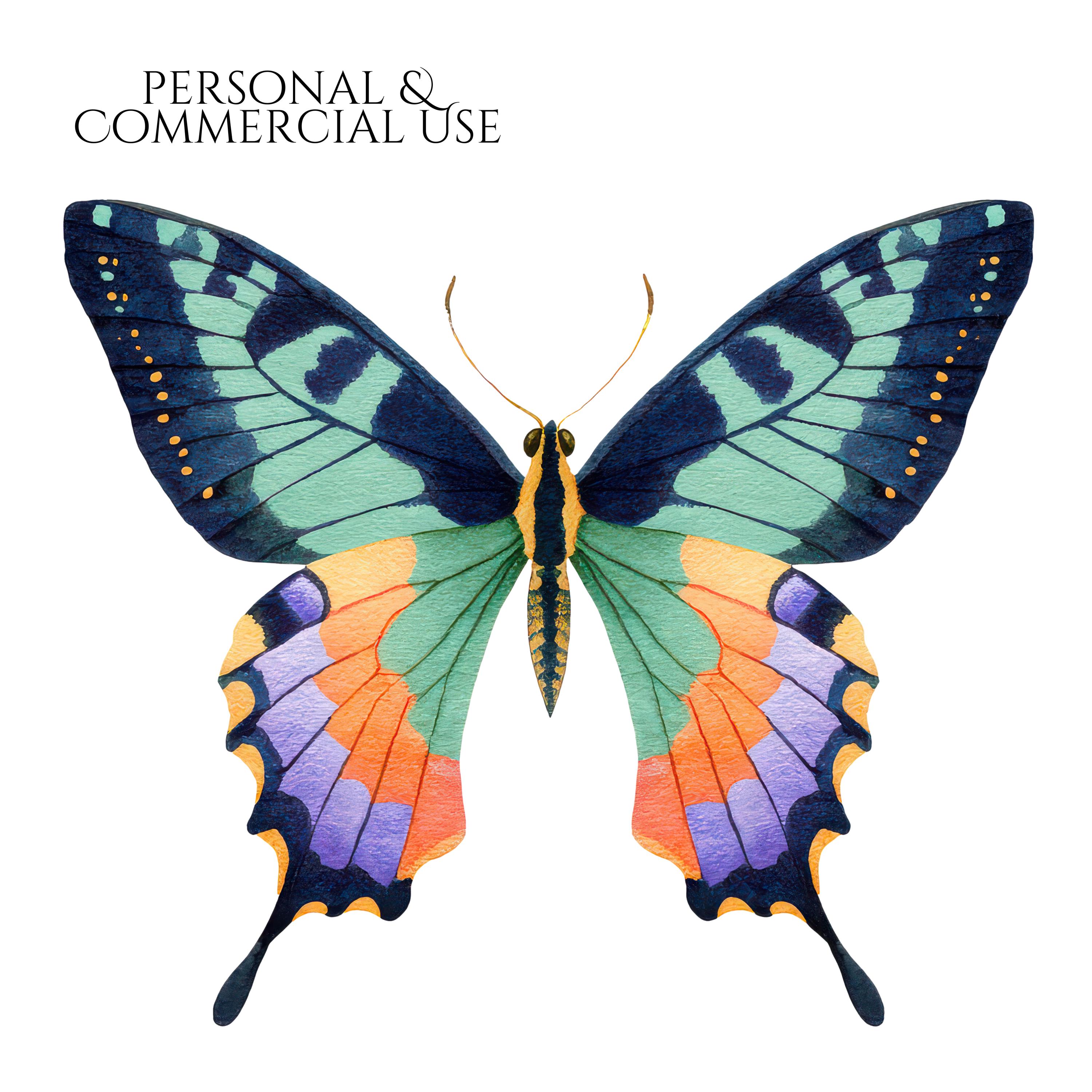 Watercolor Butterflies Clipart, Butterfly PNG Files, Garden Insect ...