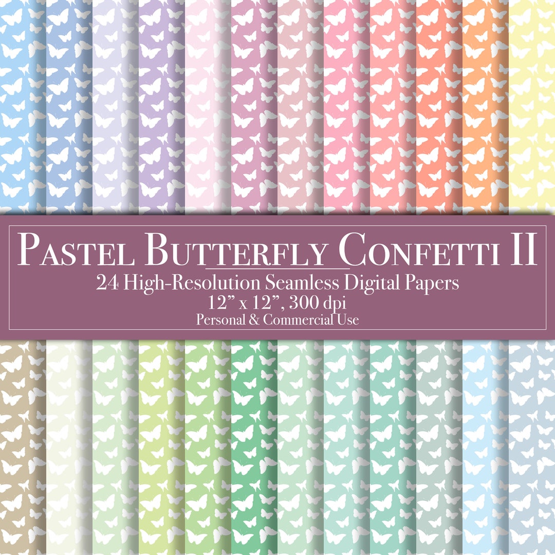 Pastel Butterfly Confetti Digital Paper Cute Seamless Pattern ...