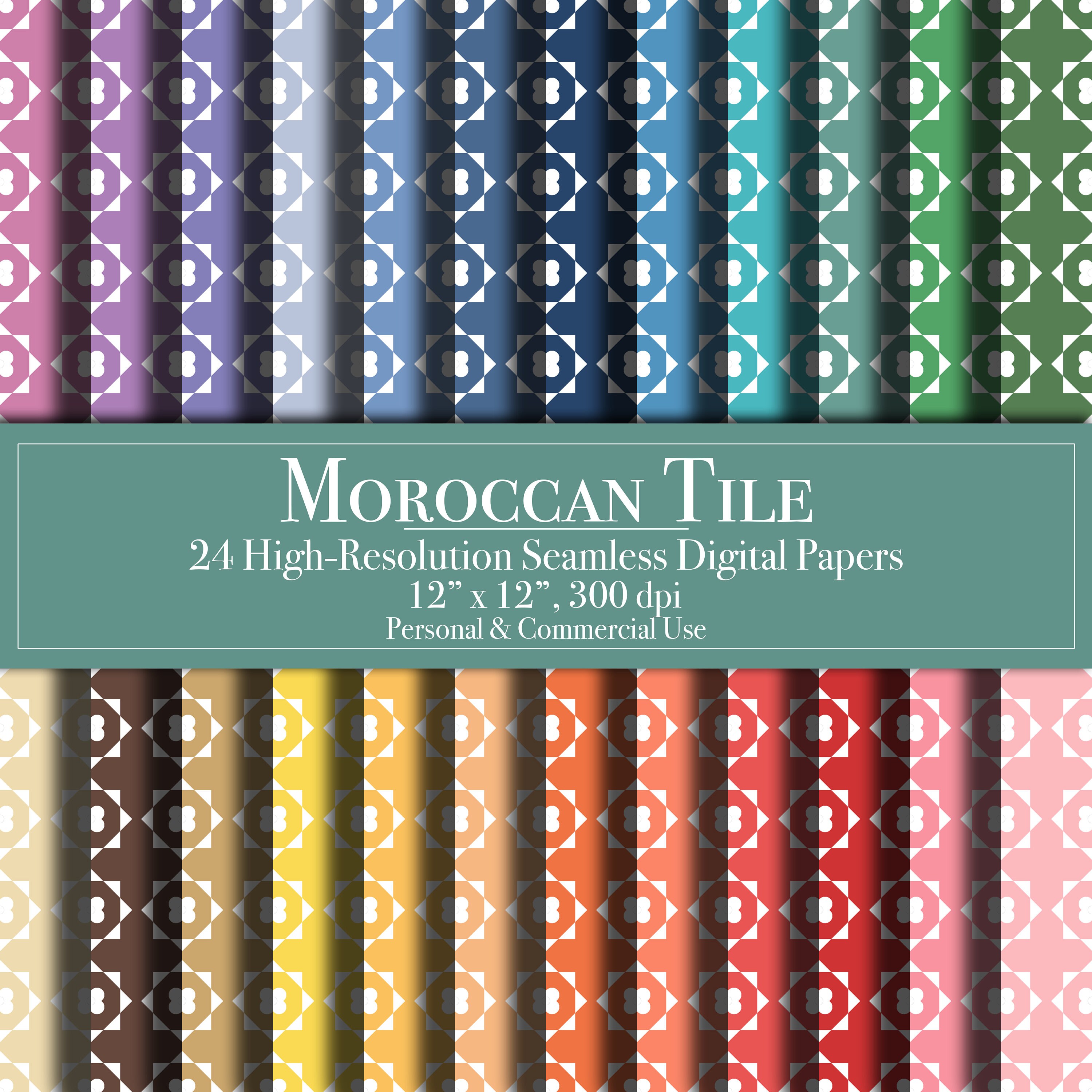 Moroccan Tile Digital Paper, Seamless Pattern Scrapbook Paper ...