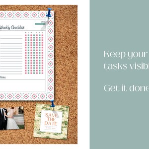 Printable Weekly Checklist Template, Boho Retro Theme, Blank List, List ...