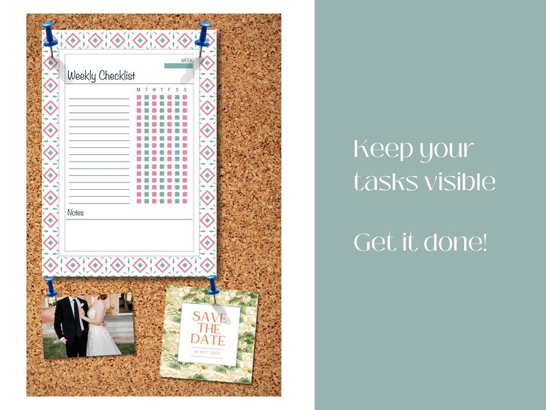 Printable Weekly Checklist Template, Boho Retro Theme, Blank List, List ...