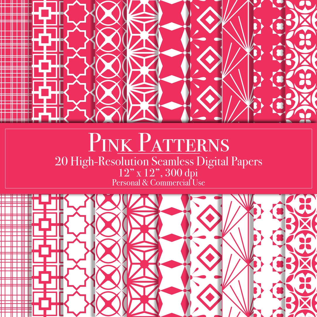 Pink Pattern Digital Paper, Seamless Scrapbook Paper, Commercial Use ...