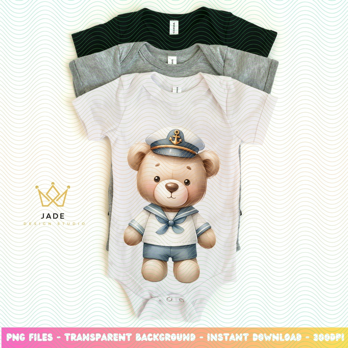 Little Captain Teddy Bear Watercolor Clipart Nursery Decor - Etsy