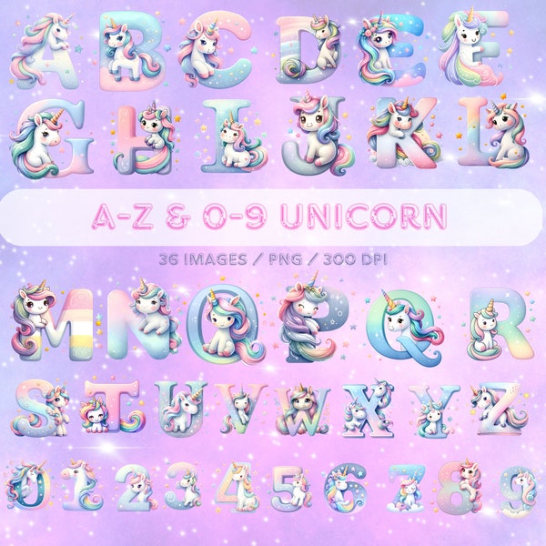 Unicorn Alphabet - Etsy