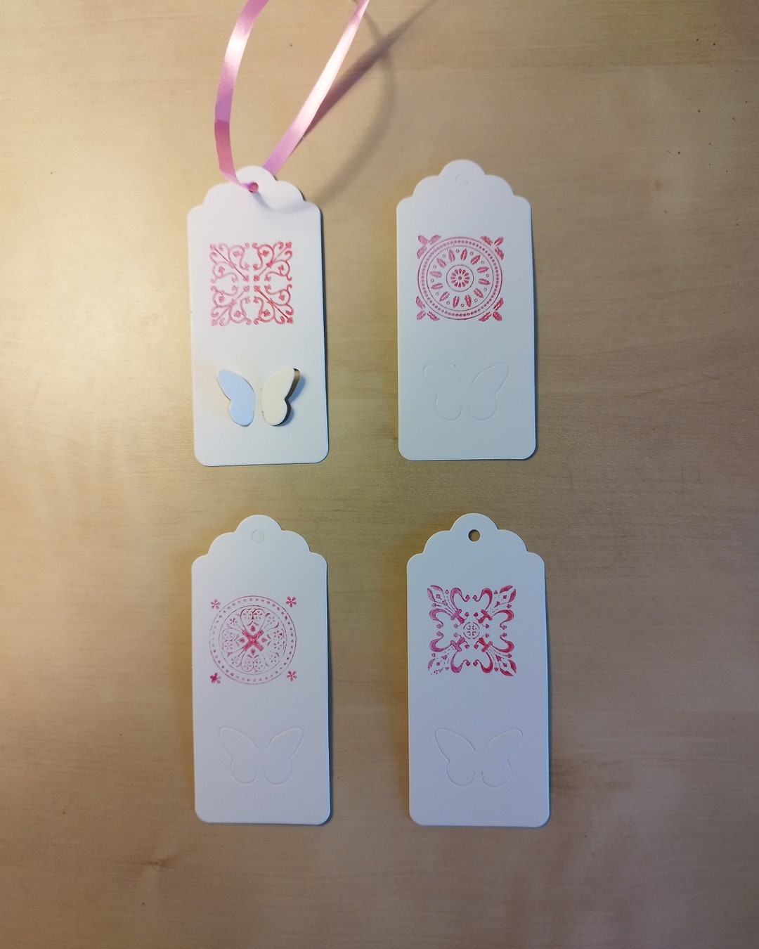 Colourful Pink Gift Tags Stamp Gift Tags Simple Any Occasion Gift Tags ...